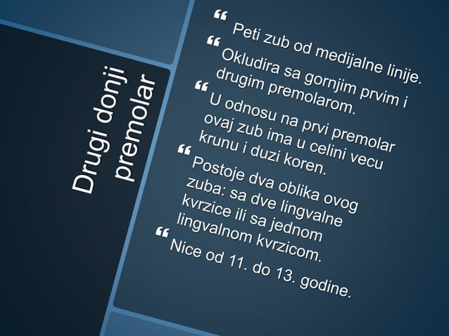 Morfologija donjih premolara | PPTX