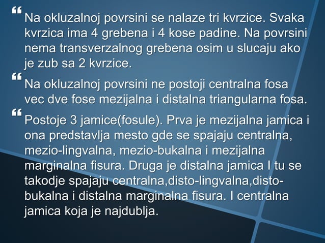 Morfologija donjih premolara | PPTX