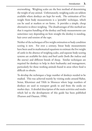 A Guide to Live Weight Estimation and Body Condition Scoring of Donkeys ...