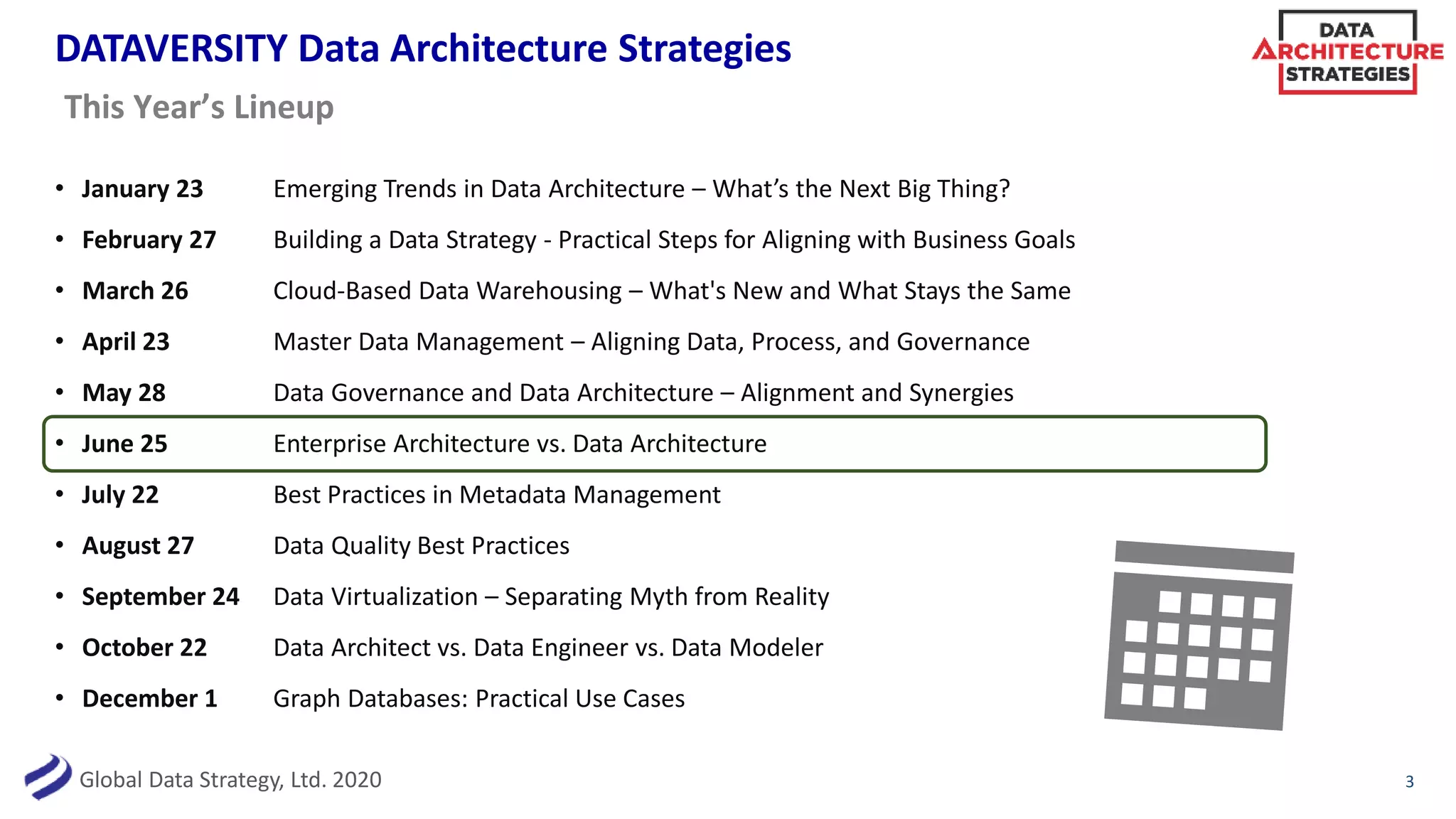 Slides: Enterprise Architecture vs. Data Architecture | PDF