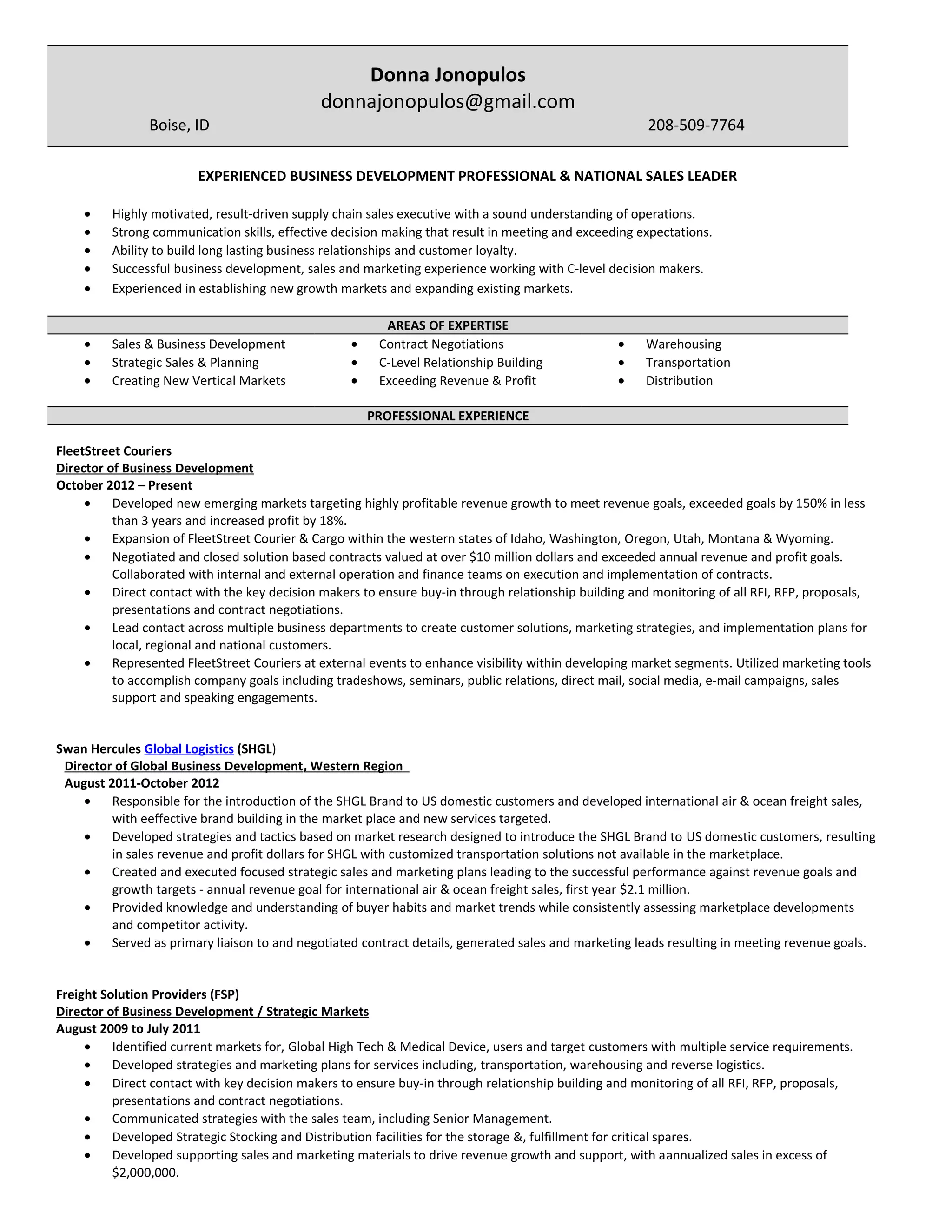 Donna jonopulos resume (june 2016) v3 | DOC