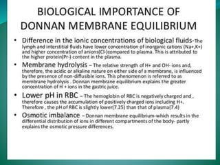 Donnans equilibrium and Bohar's effect (mushtaq ahmed and lippincott) biochemistry | PPTX