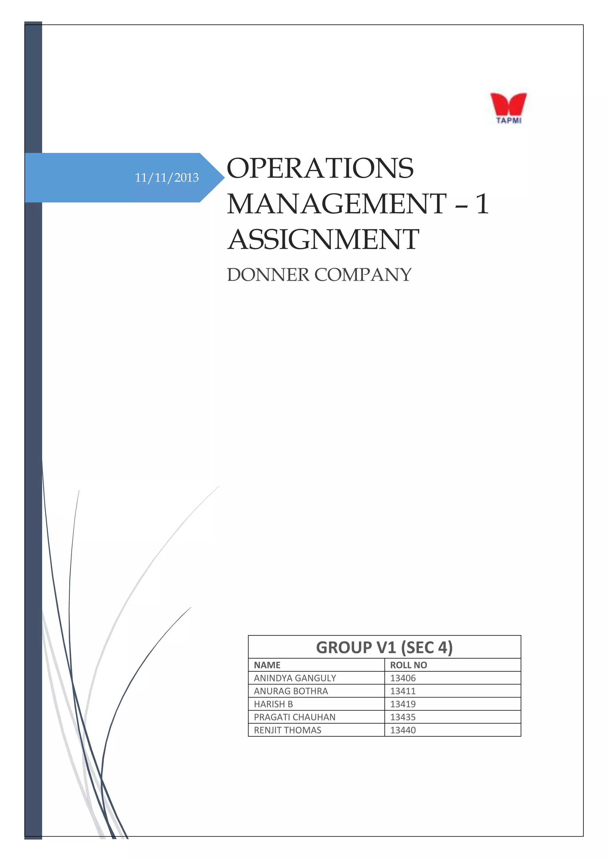 Donner case Operations Management | DOCX