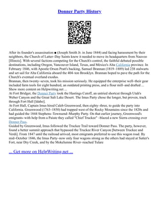 Donner Party History | PDF