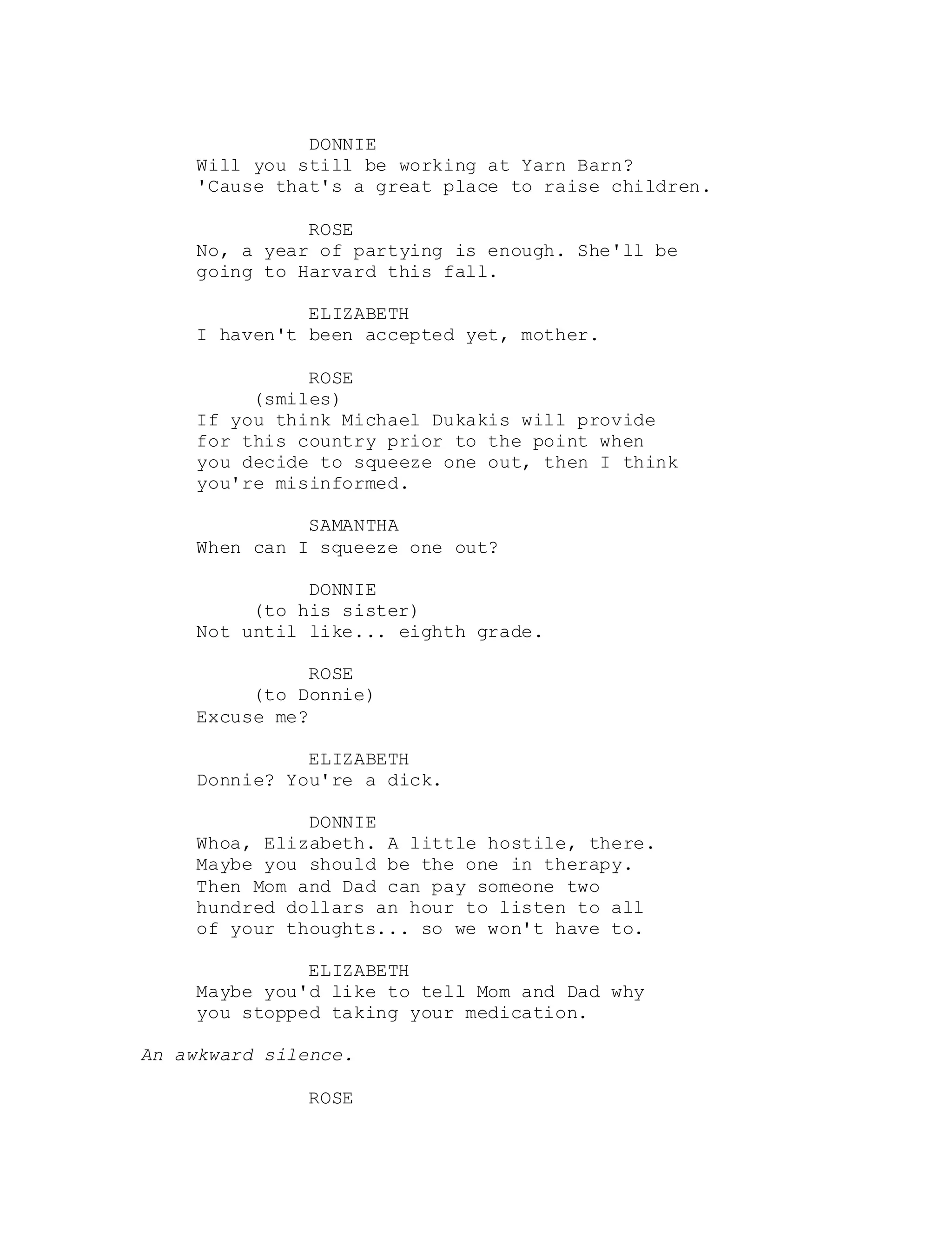 Donnie darko-script-extract (1) | DOCX | Adult & Explicit Sexual Content | Sensitive Topics