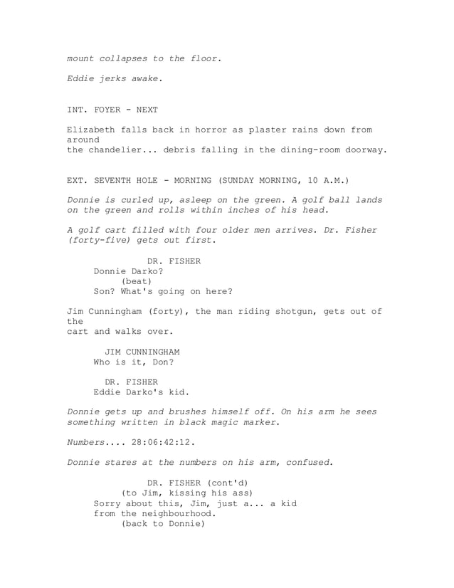 Donnie darko-script-extract (1) | DOCX | Adult & Explicit Sexual Content | Sensitive Topics