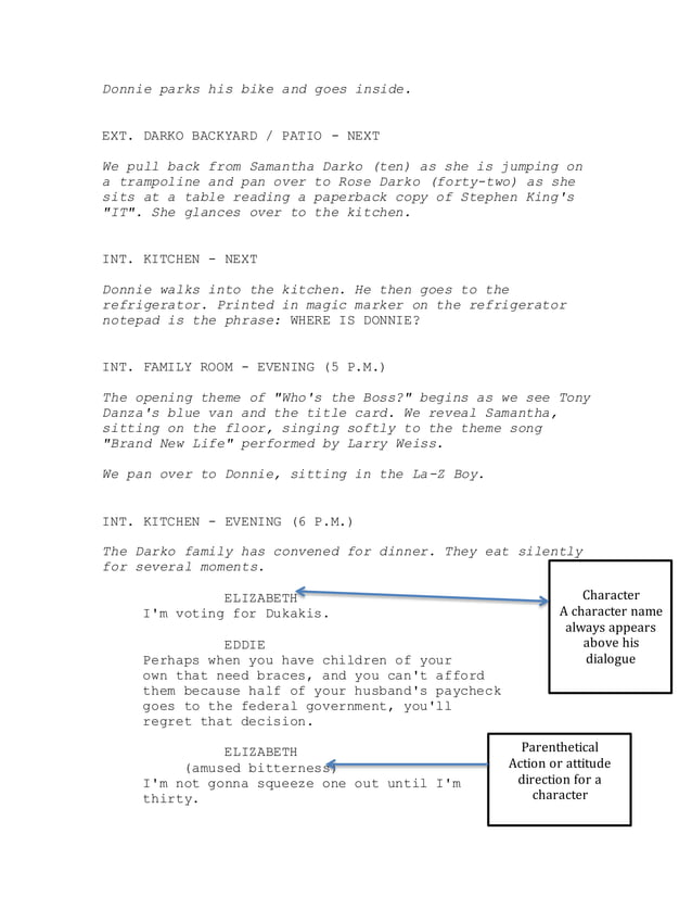 Donnie darko-script-extract (1) | DOCX | Adult & Explicit Sexual Content | Sensitive Topics