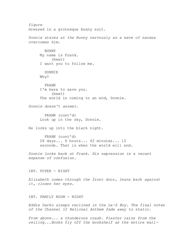 Donnie darko-script-extract (1) | DOCX | Adult & Explicit Sexual Content | Sensitive Topics