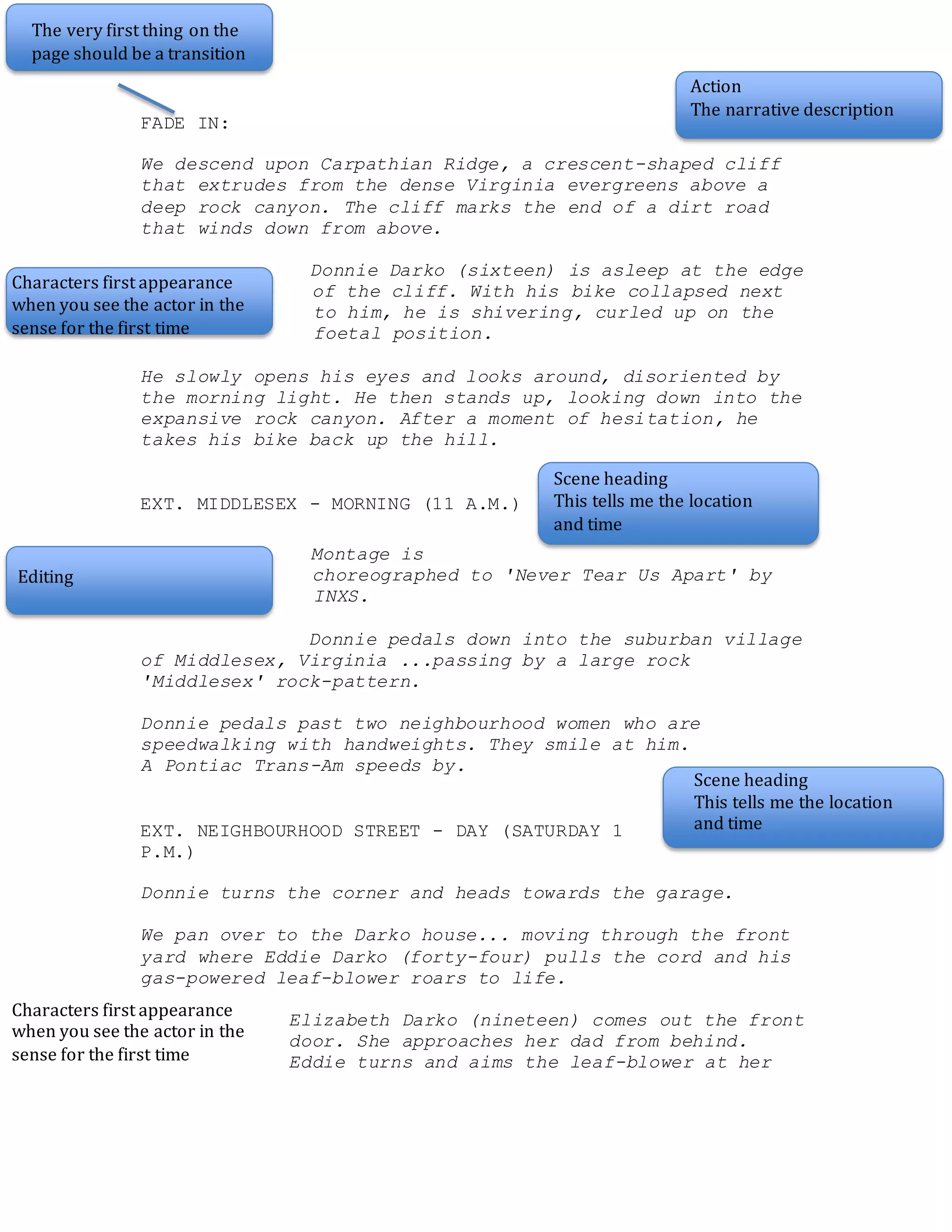 Donnie darko-script-extract unit 11 | PDF