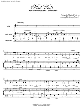 Donnie darko mad world - michael andrews [transcription] | PDF ...