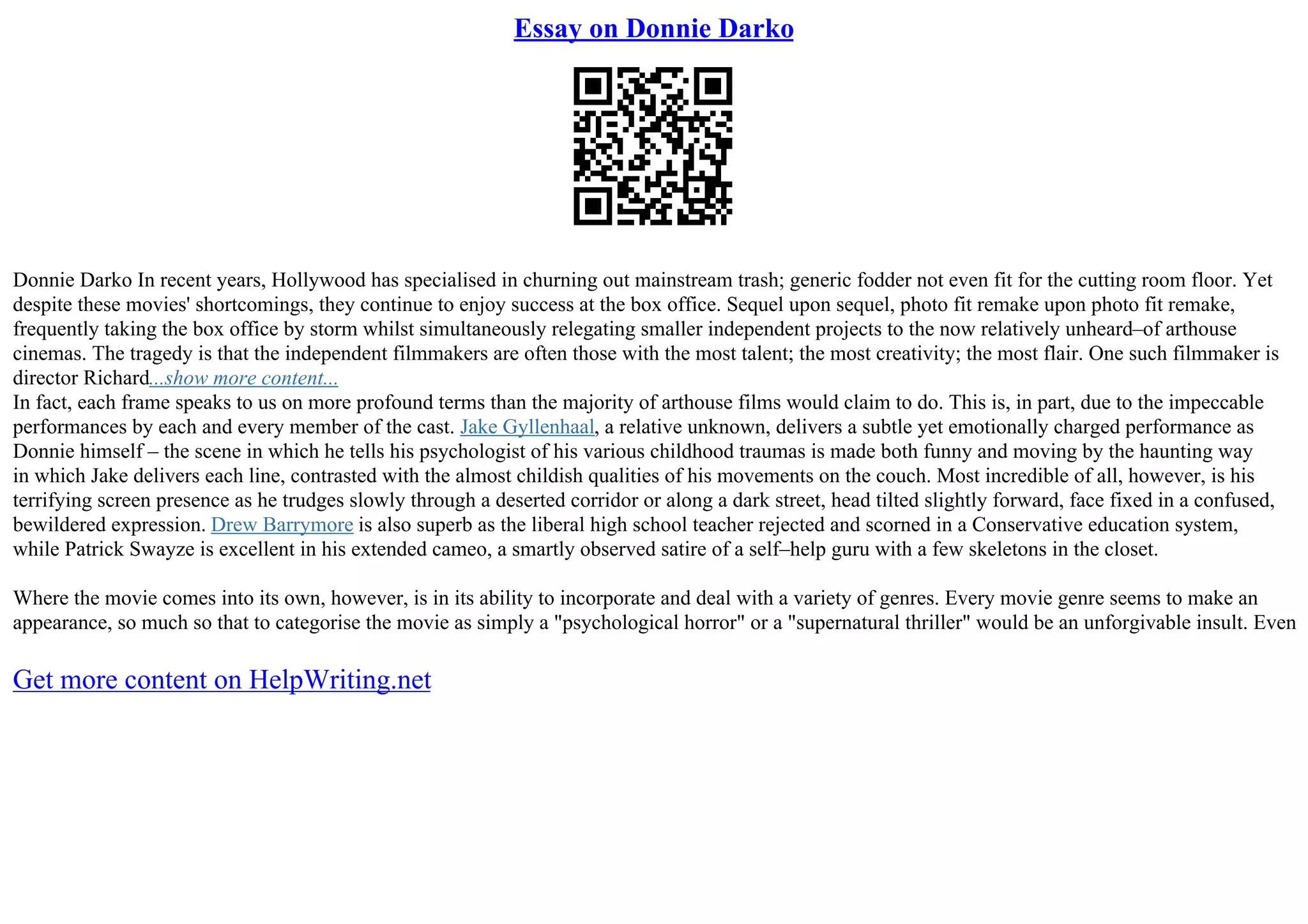 Donnie Darko Analysis | PDF