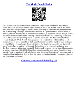 Donnie Darko Essay | PDF