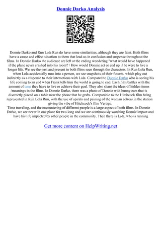 Donnie Darko Essay | PDF | Movies | Entertainment