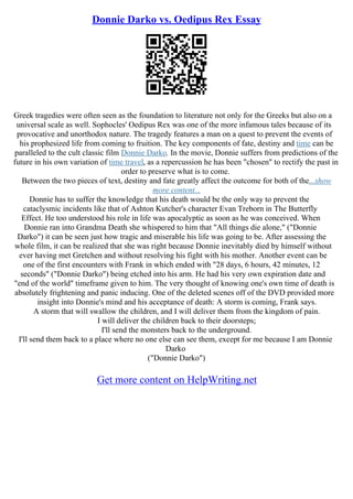 Donnie Darko Essay | PDF | Movies | Entertainment