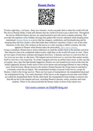 Donnie Darko Essay | PDF | Movies | Entertainment
