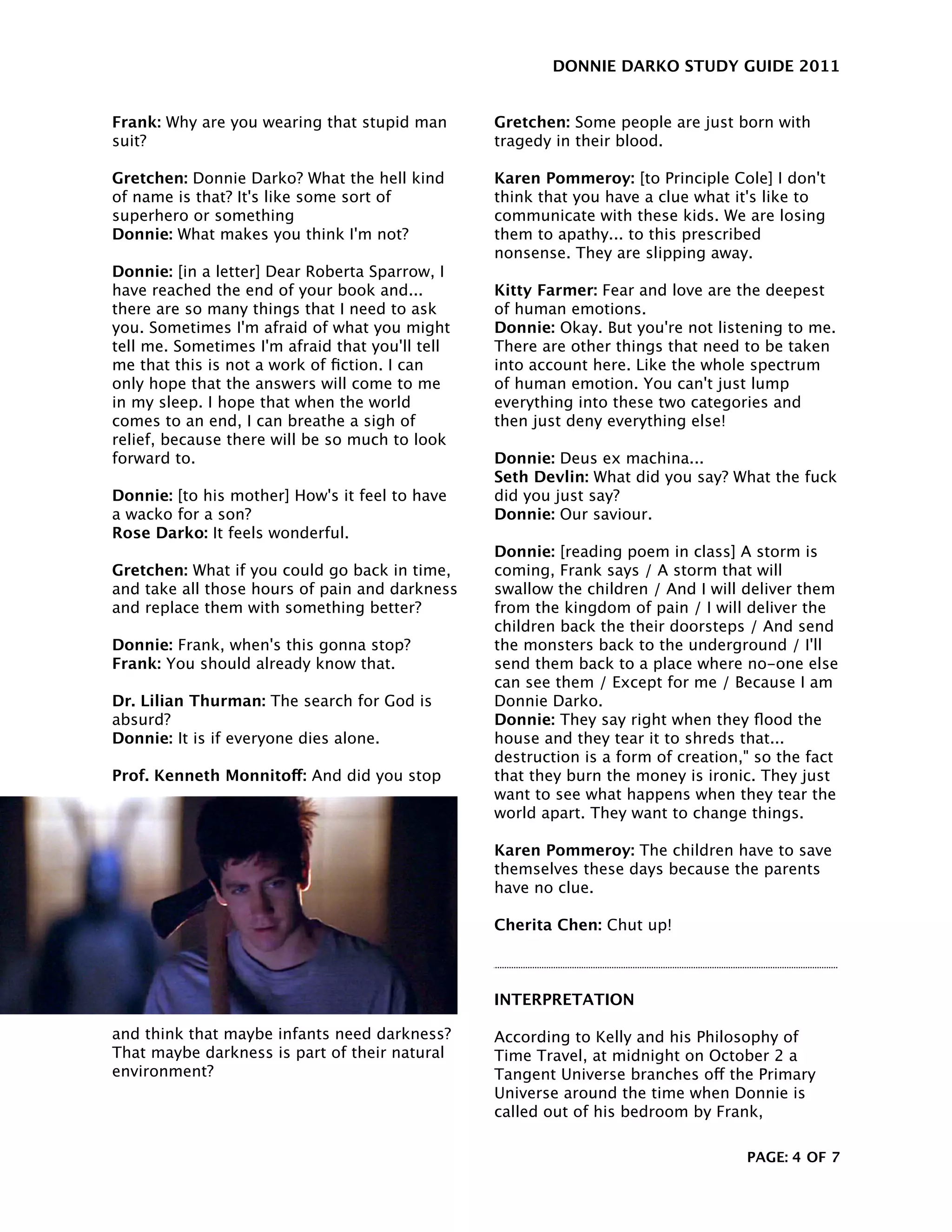 Donnie darko study guide | PAGES