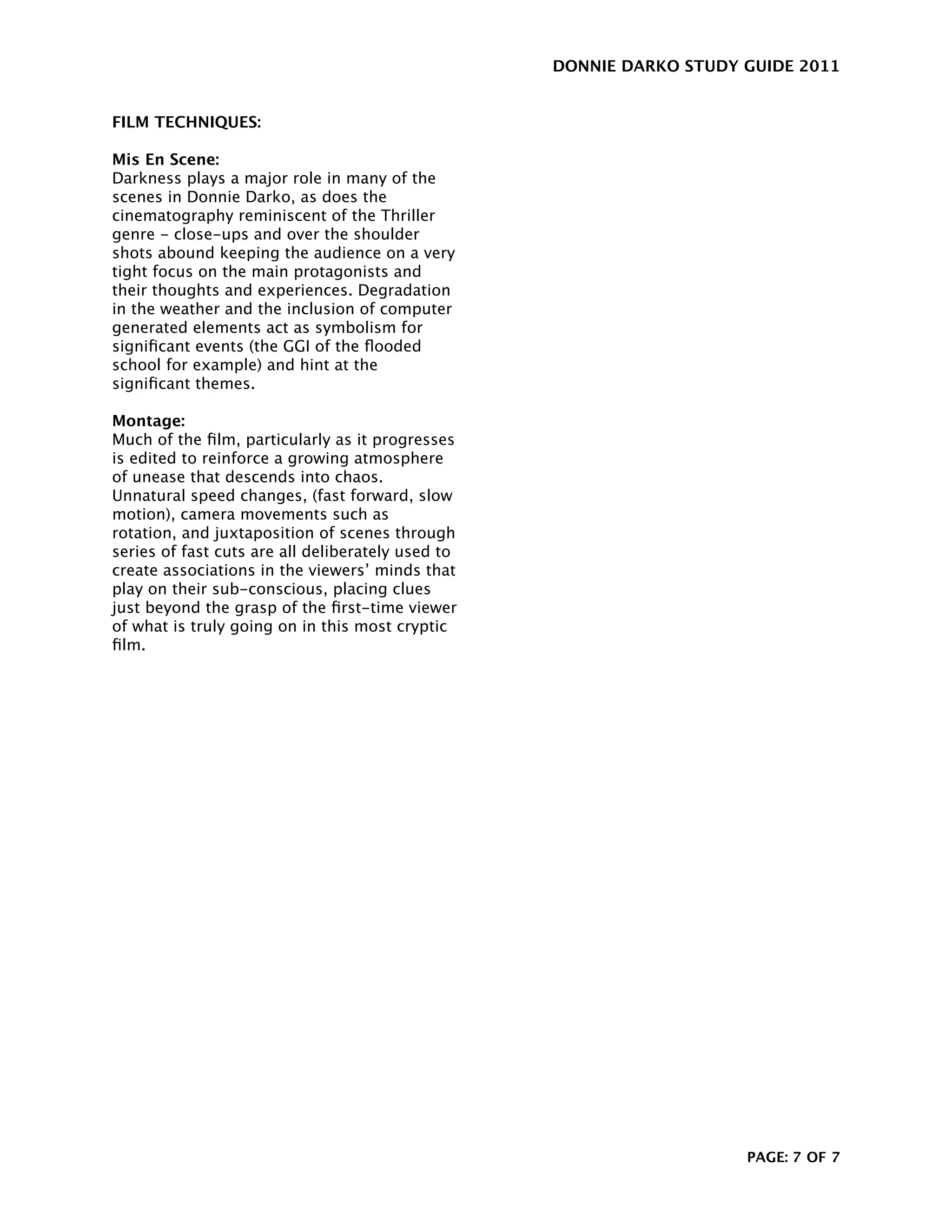 Donnie darko study guide | PDF