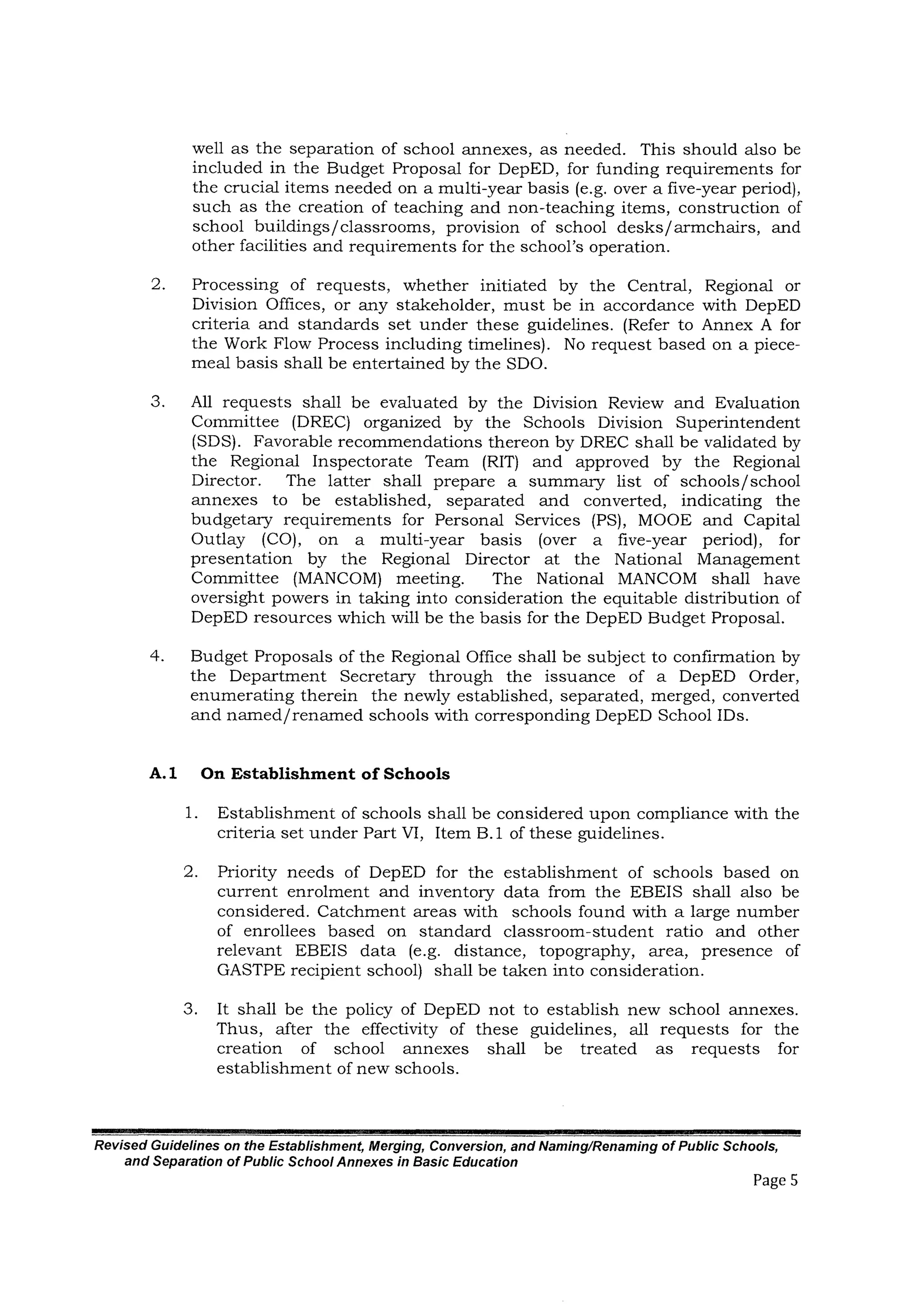 Revised Guidelines on the Establishment, Merging, Conversion and Naming ...