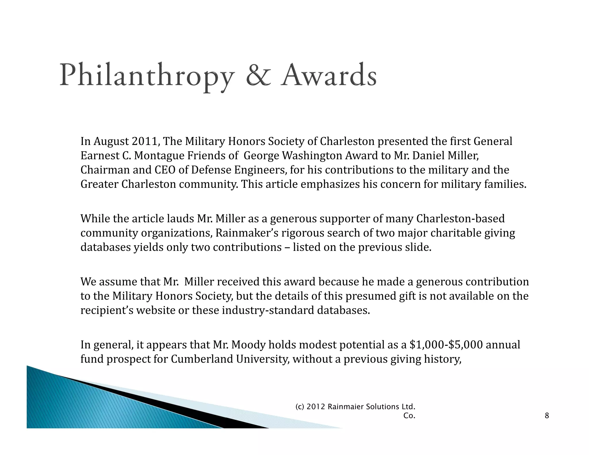 Rainmaker Solutions Sample Donor Profile | PPT