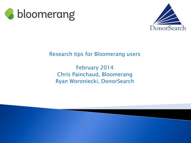 DonorSearch Research Tips for Bloomerang Users | PPT