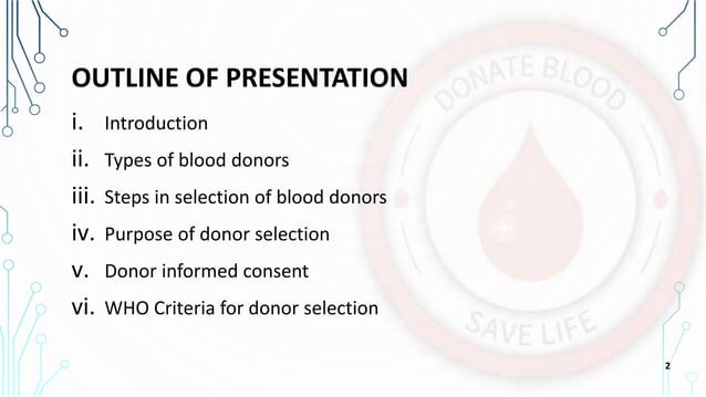 Blood Donor Selection Criteria .pptx | Blood Disorders | Diseases and ...