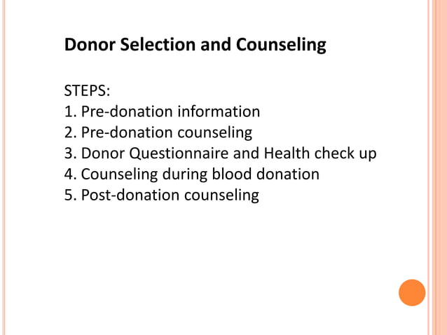 Donor selection and blood collection | PPTX | Blood Disorders ...