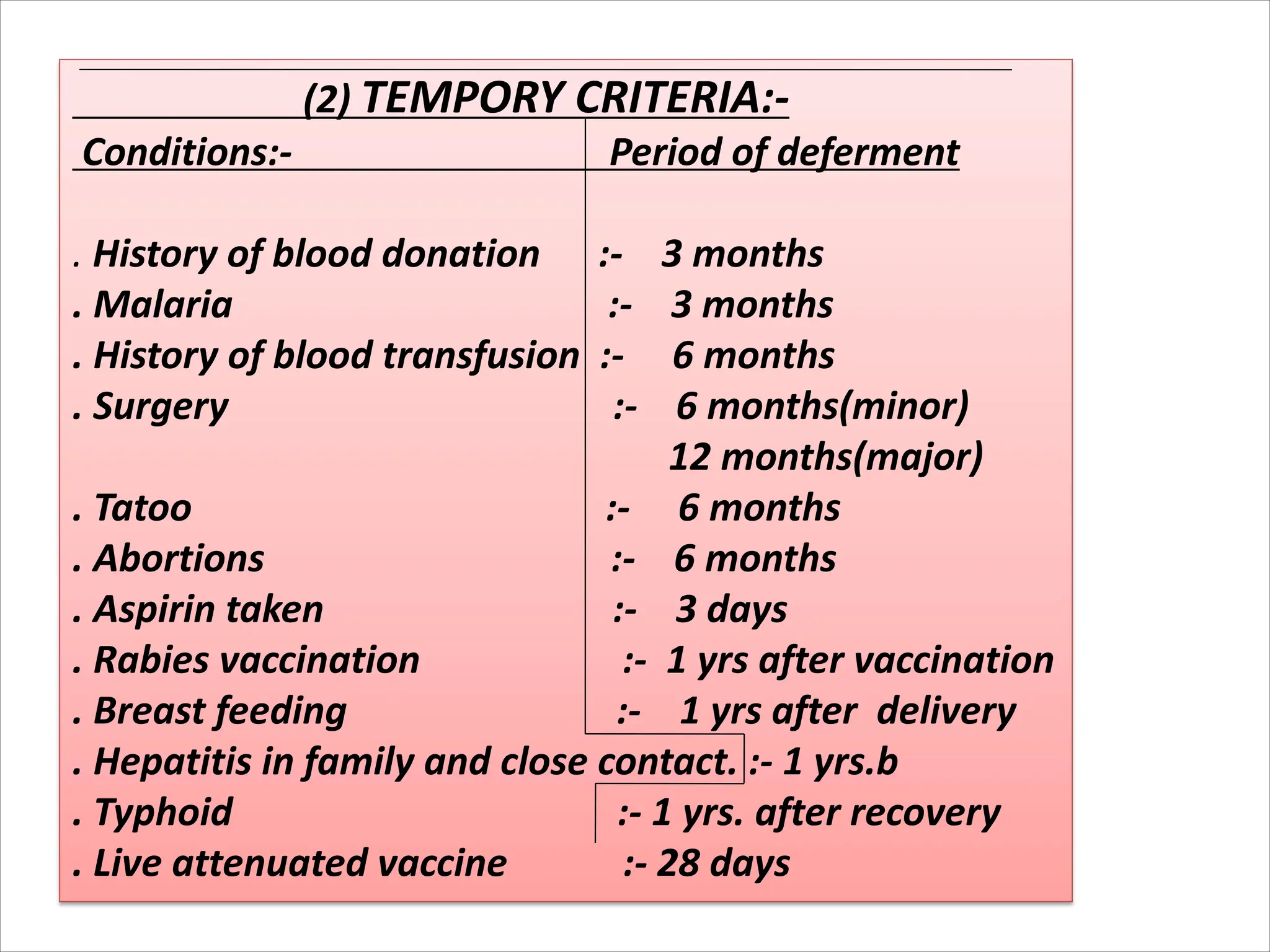 Donor Selection Criteria // Blood Bank//PANKAJ SAINI | PDF