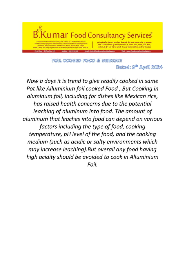 Do not cook food in Alluminium Foil_9824930108 | PDF