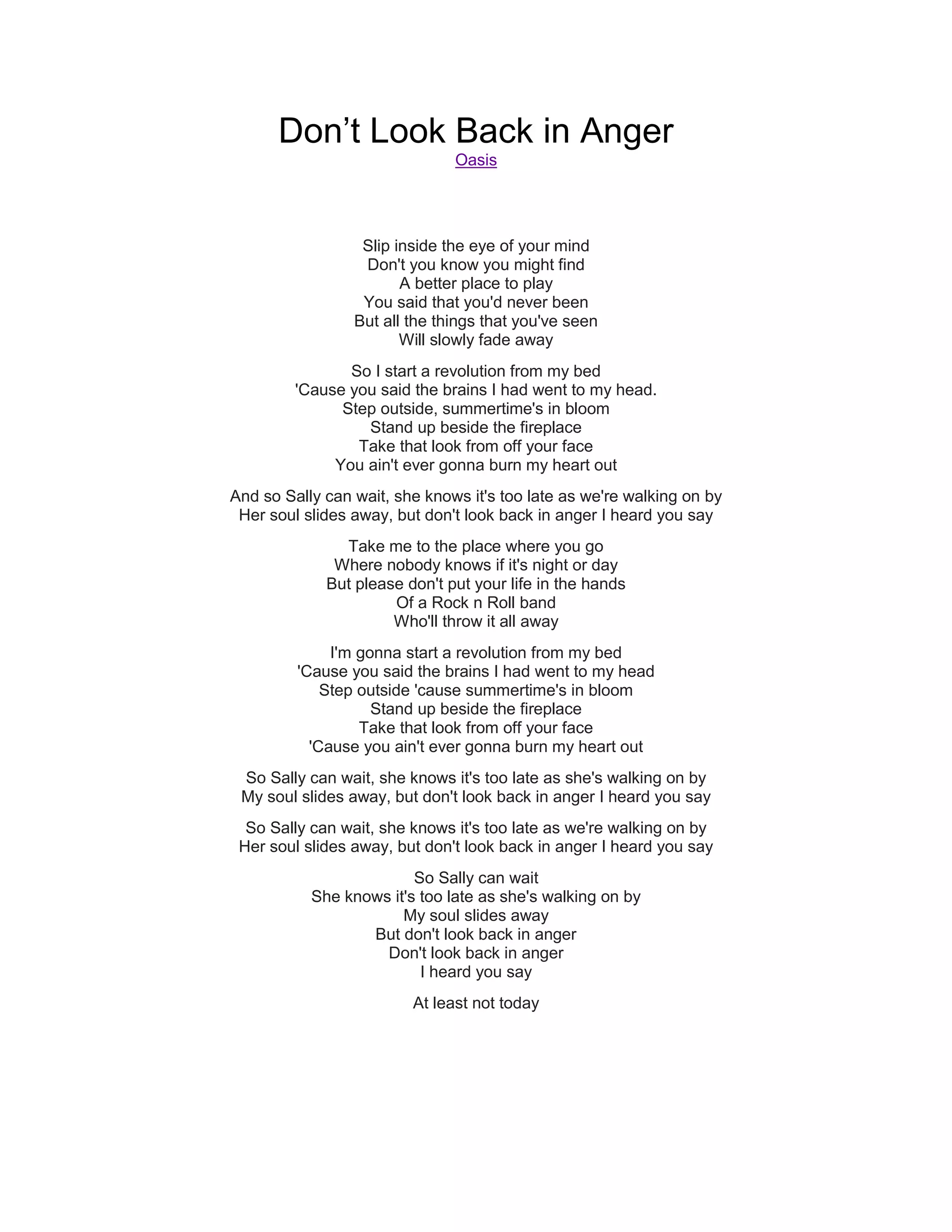 Do not look back in anger | PDF