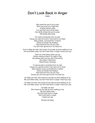 Do not look back in anger | PDF
