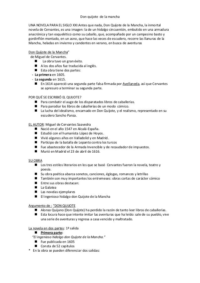 Don Quijote Dela Mancha Actividades Para Niños - Actividad del Niño