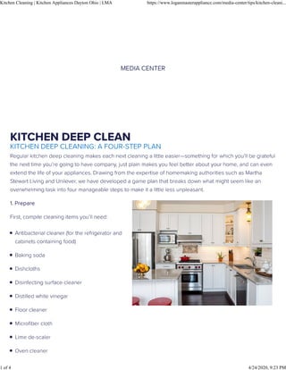 Kitchen Deep Cleaning - A Four-Step Plan - blog post | PDF