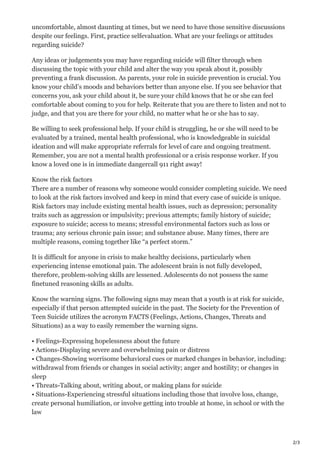 Dont be afraid to say the s word talking to kids about suicide | PDF