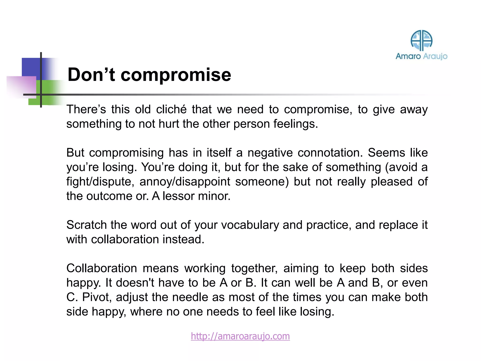 Don't compromise when negotiating | PPT