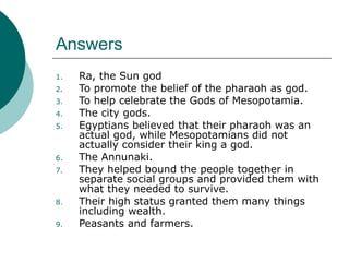 Social, Political, and Religious Order in Egypt and Mesopotamia | PPT
