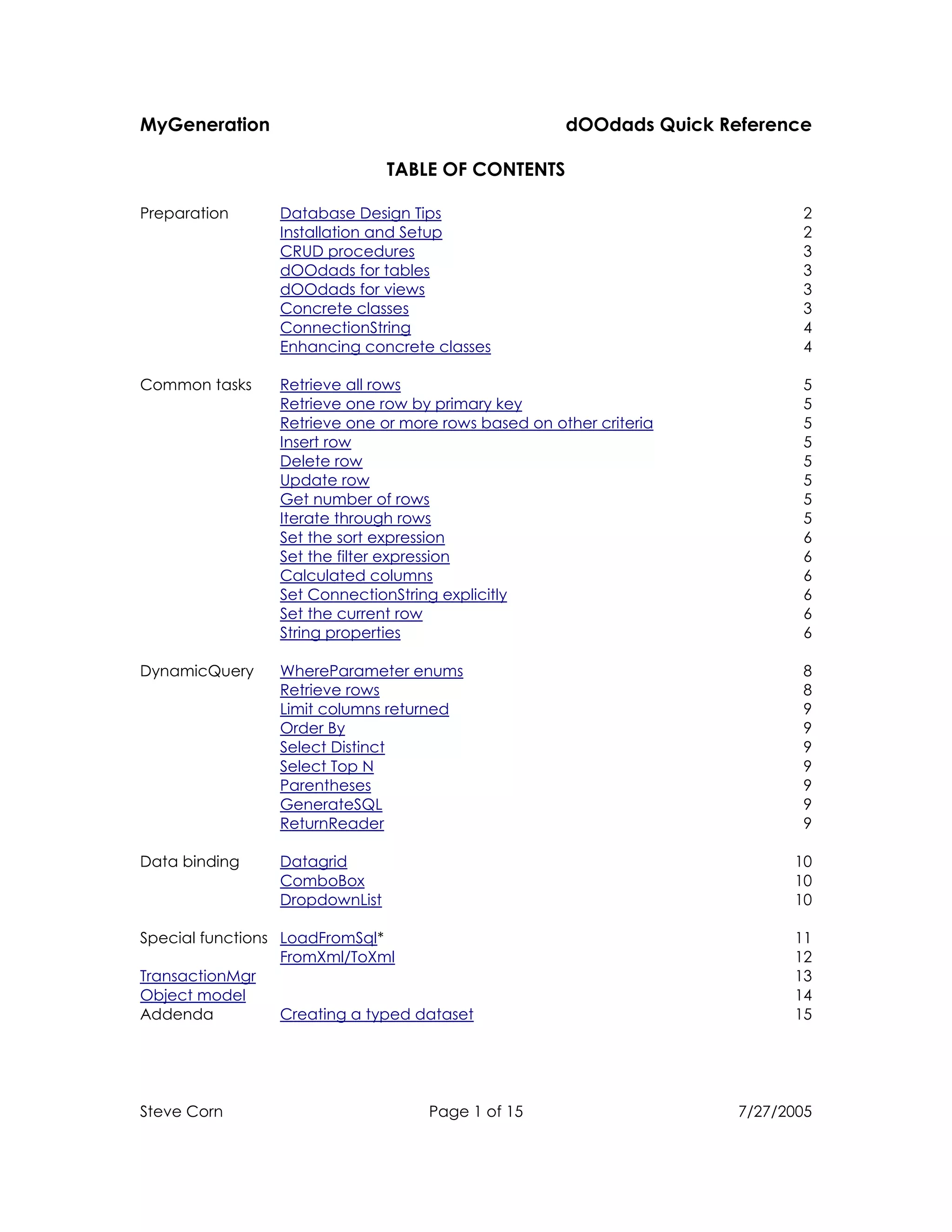 Doodads quickref | PDF