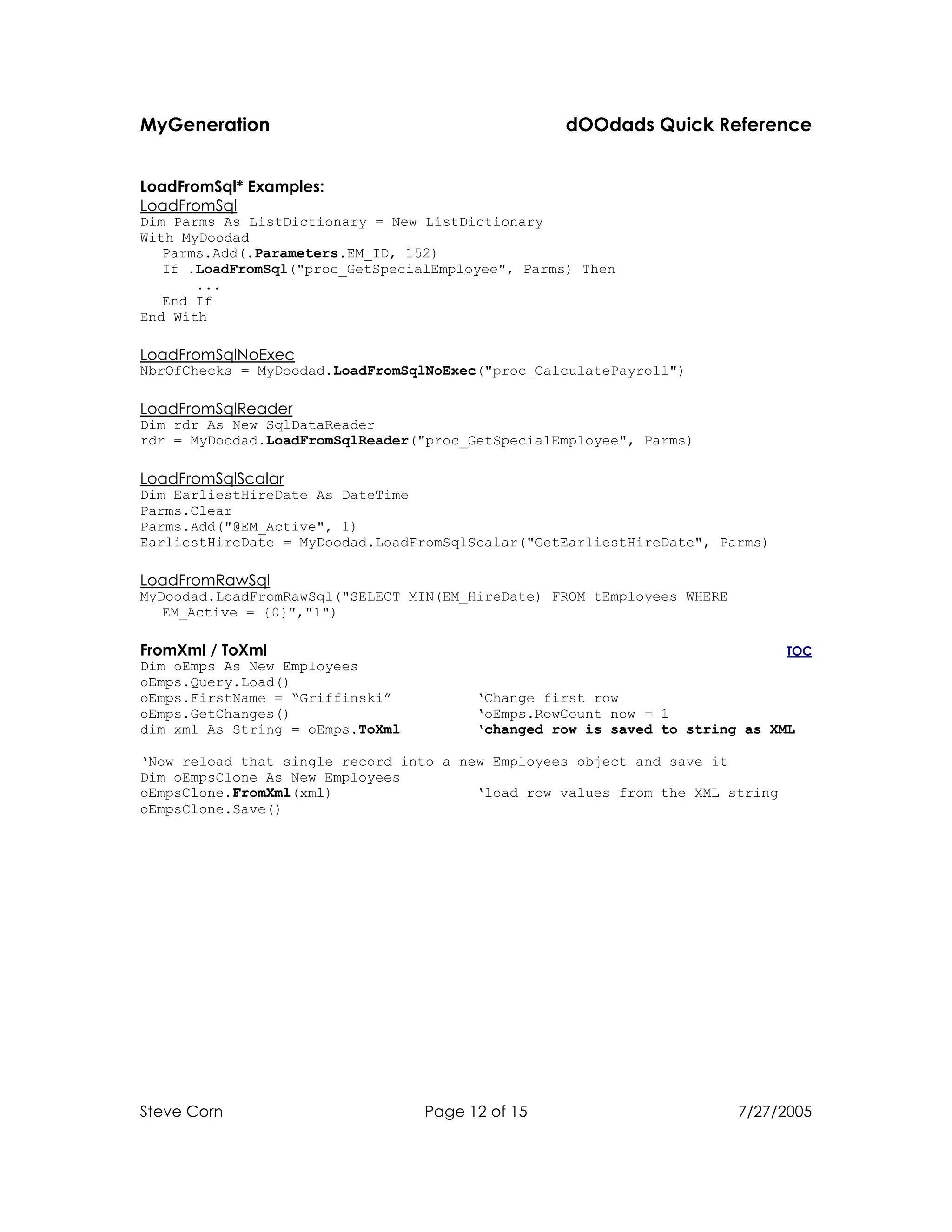 Doodads quickref | PDF