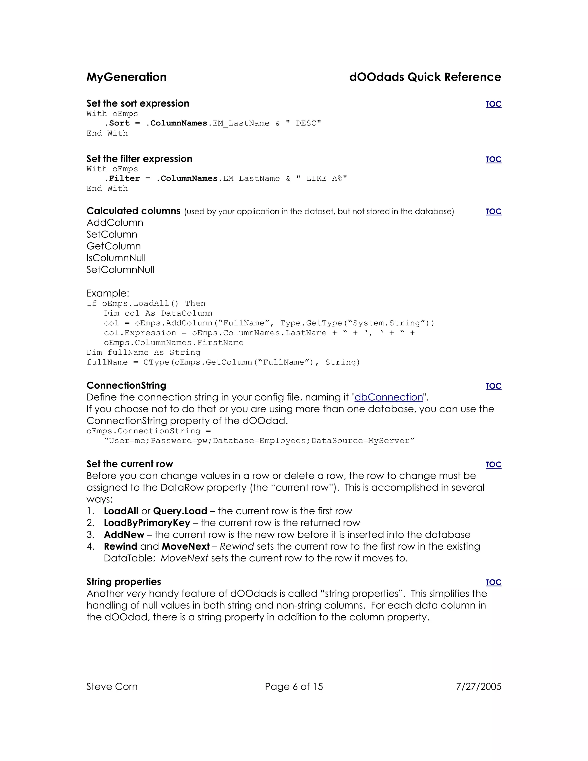 Doodads quickref | PDF