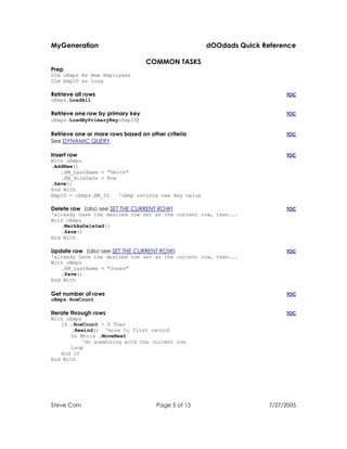 Doodads quickref | PDF