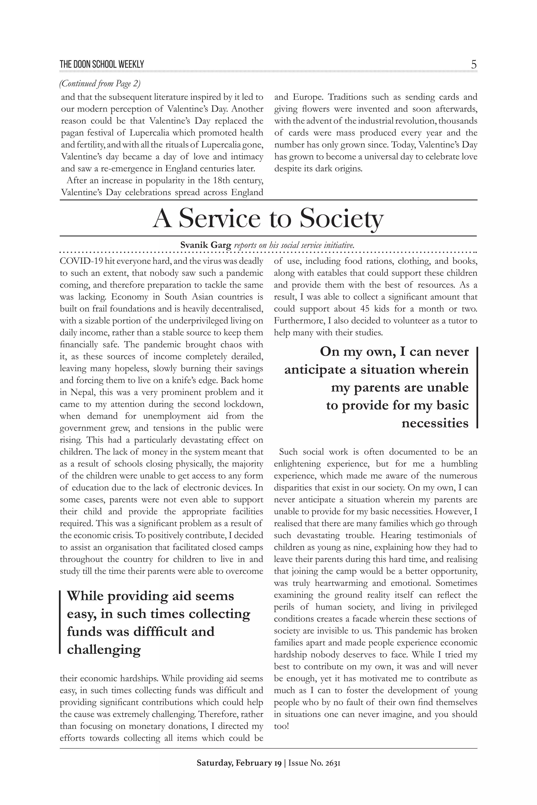 The Doon School Weekly | PDF