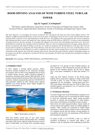 Door opening analysis of wind turbine steel tubular tower | PDF