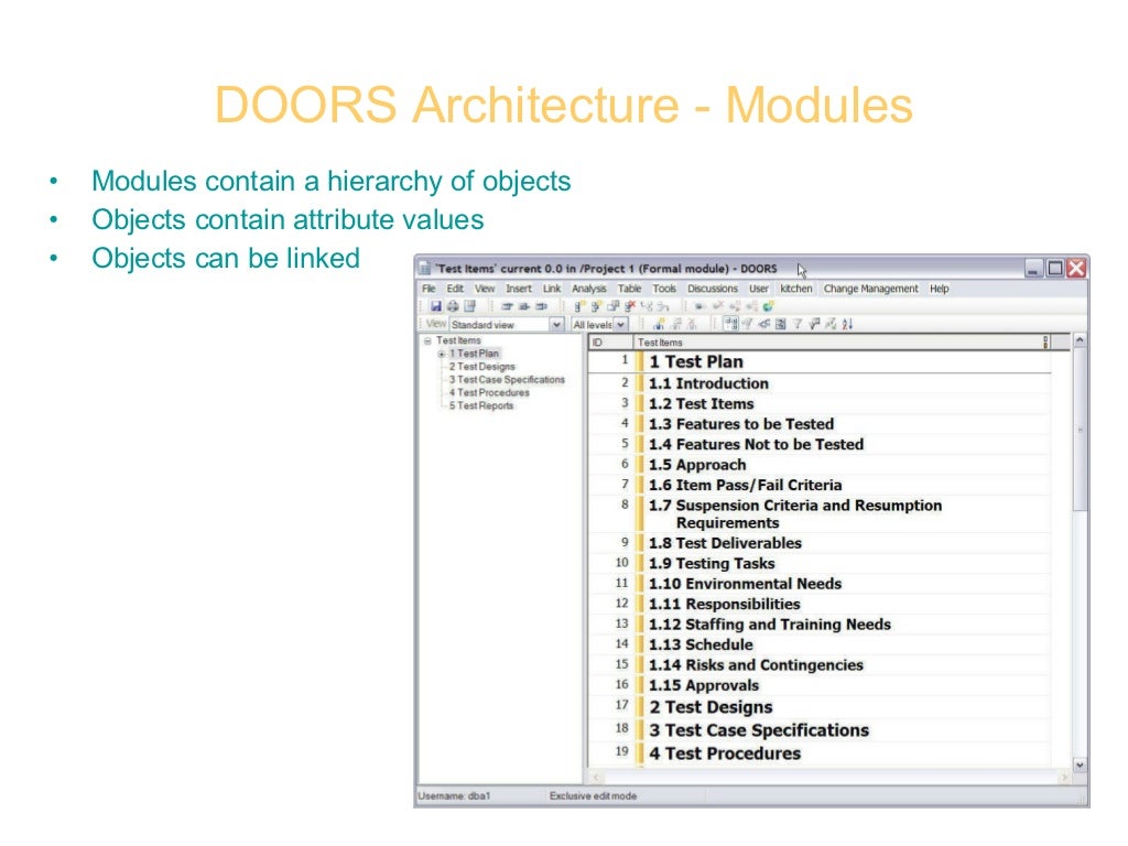 Dynamic Object Oriented Requirements System Doors