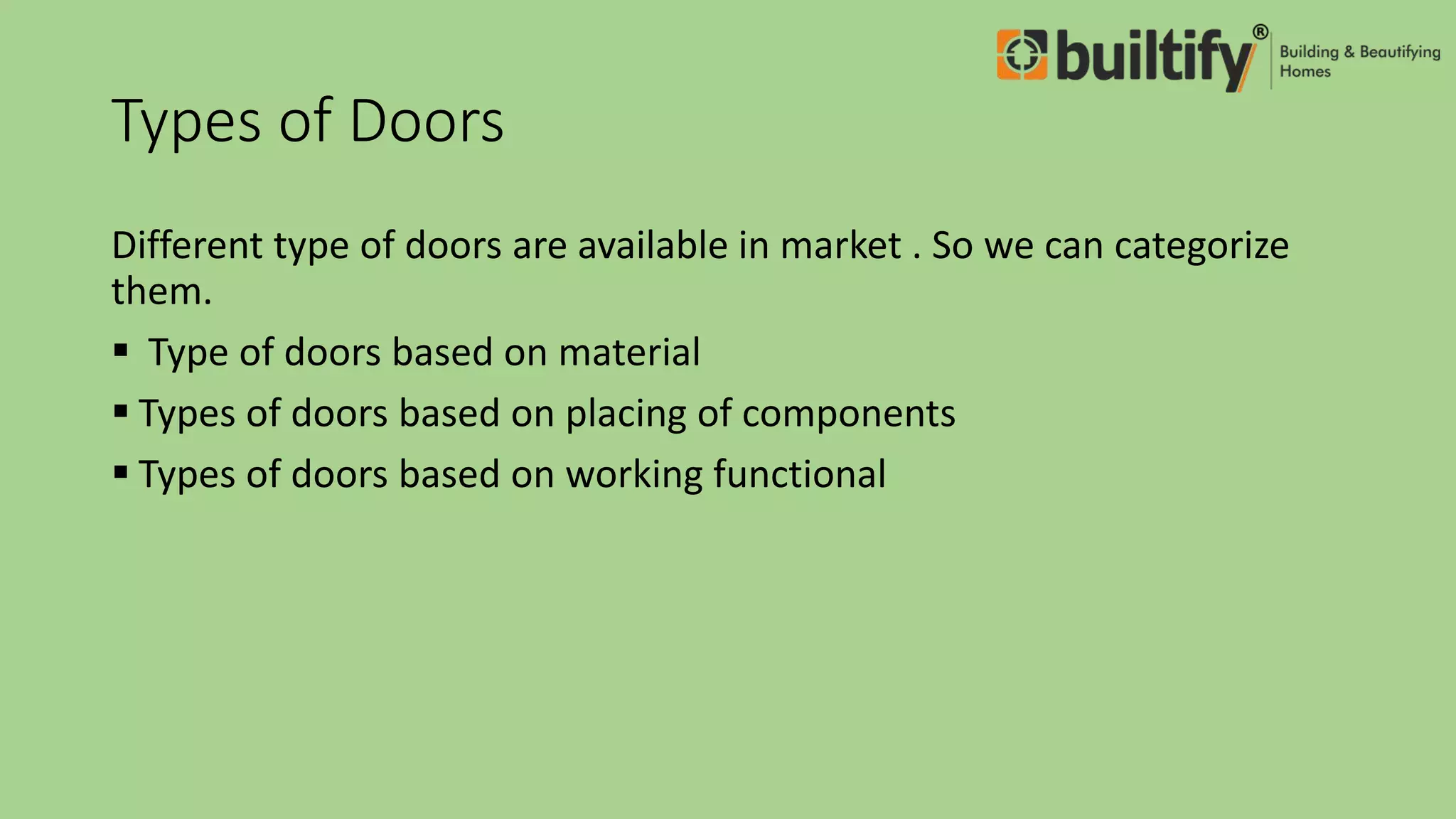Doors and it's types | PPTX