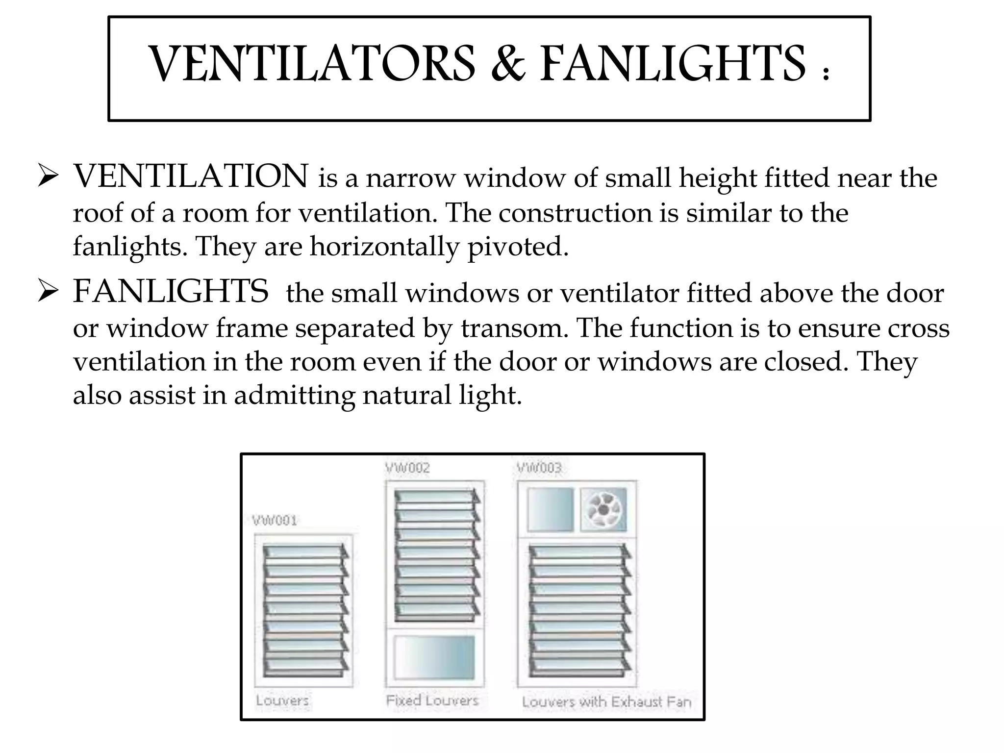 types of Doors and windows, | PPTX