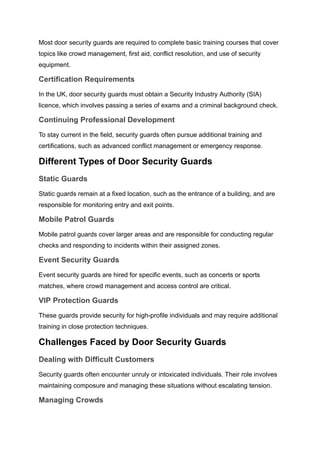 Door Security Guards – Roles, Responsibilities, and Future Trends | PDF