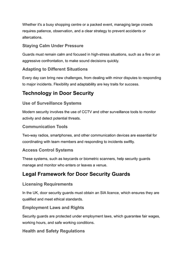 Door Security Guards – Roles, Responsibilities, and Future Trends | PDF