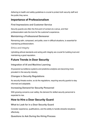 Door Security Guards – Roles, Responsibilities, and Future Trends | PDF