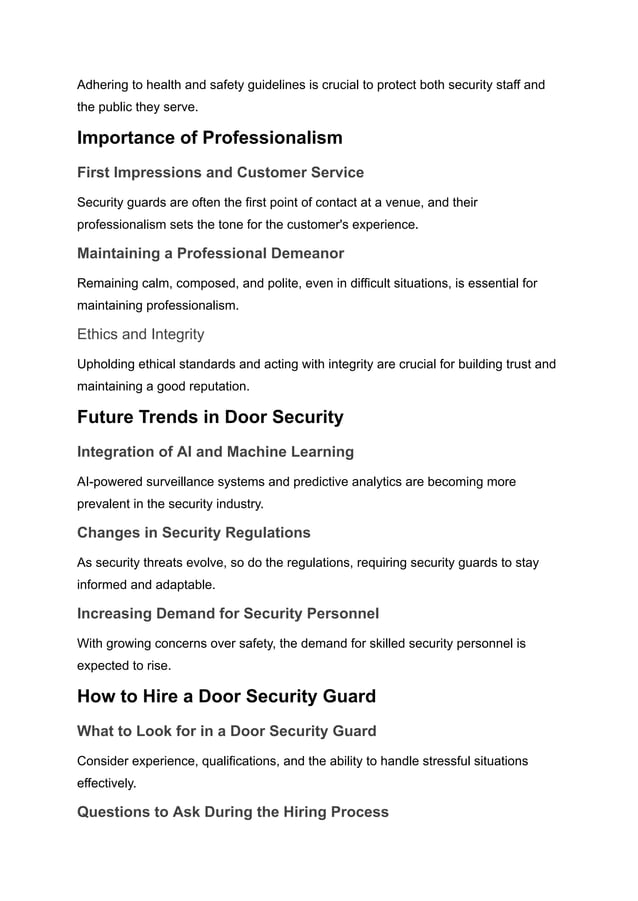 Door Security Guards – Roles, Responsibilities, and Future Trends | PDF