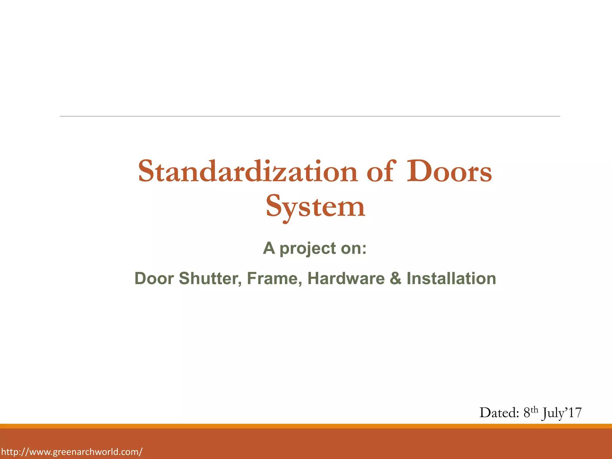 Standardization of Door Systems | PPT