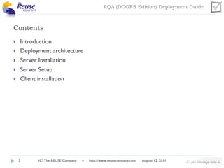 Requirements Quality Analyzer (DOORS Edition): Deployment Guide | PDF